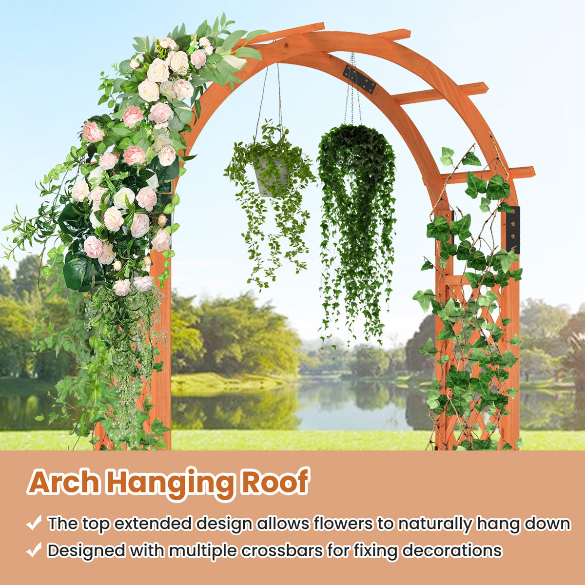Topbuy 7.7 FT Wooden Garden Arbor Trellis Solid Wood Trellis for Climbing Plants | Wayfair